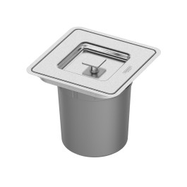 Basurero para cubierta, con tapas y aro CUADRADO de acero INOX, incluye ...